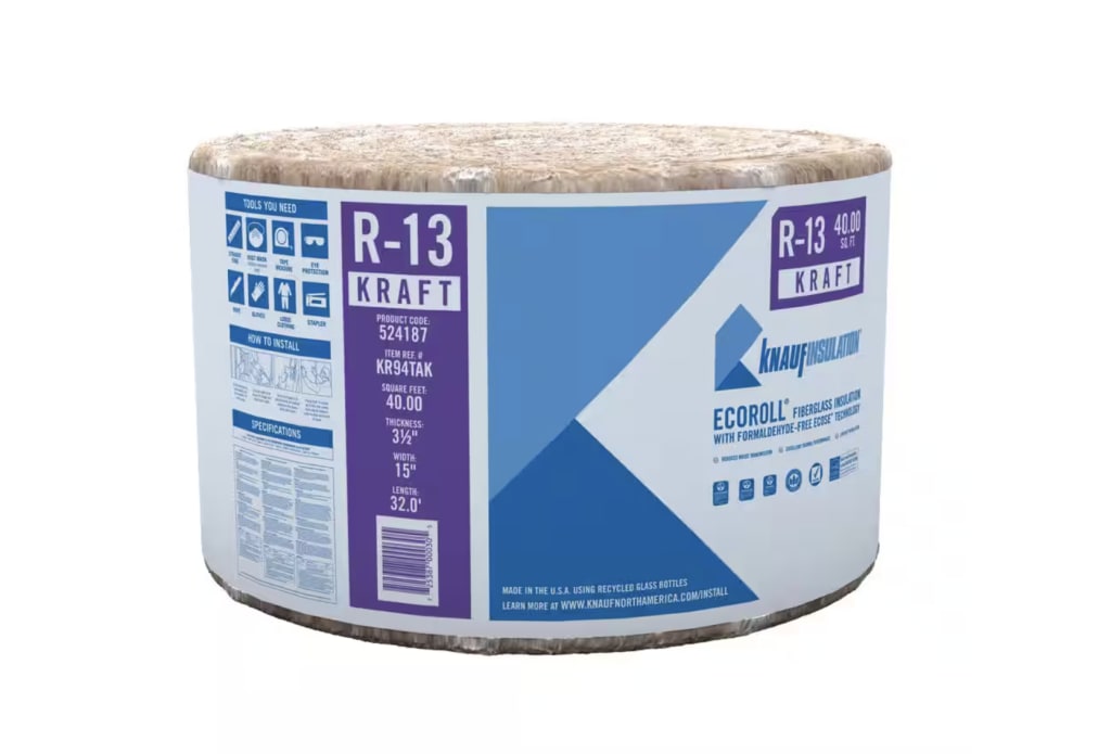 Knauf Insulation R-13 EcoRoll Kraft Faced Fiberglass Insulation Roll: $23
