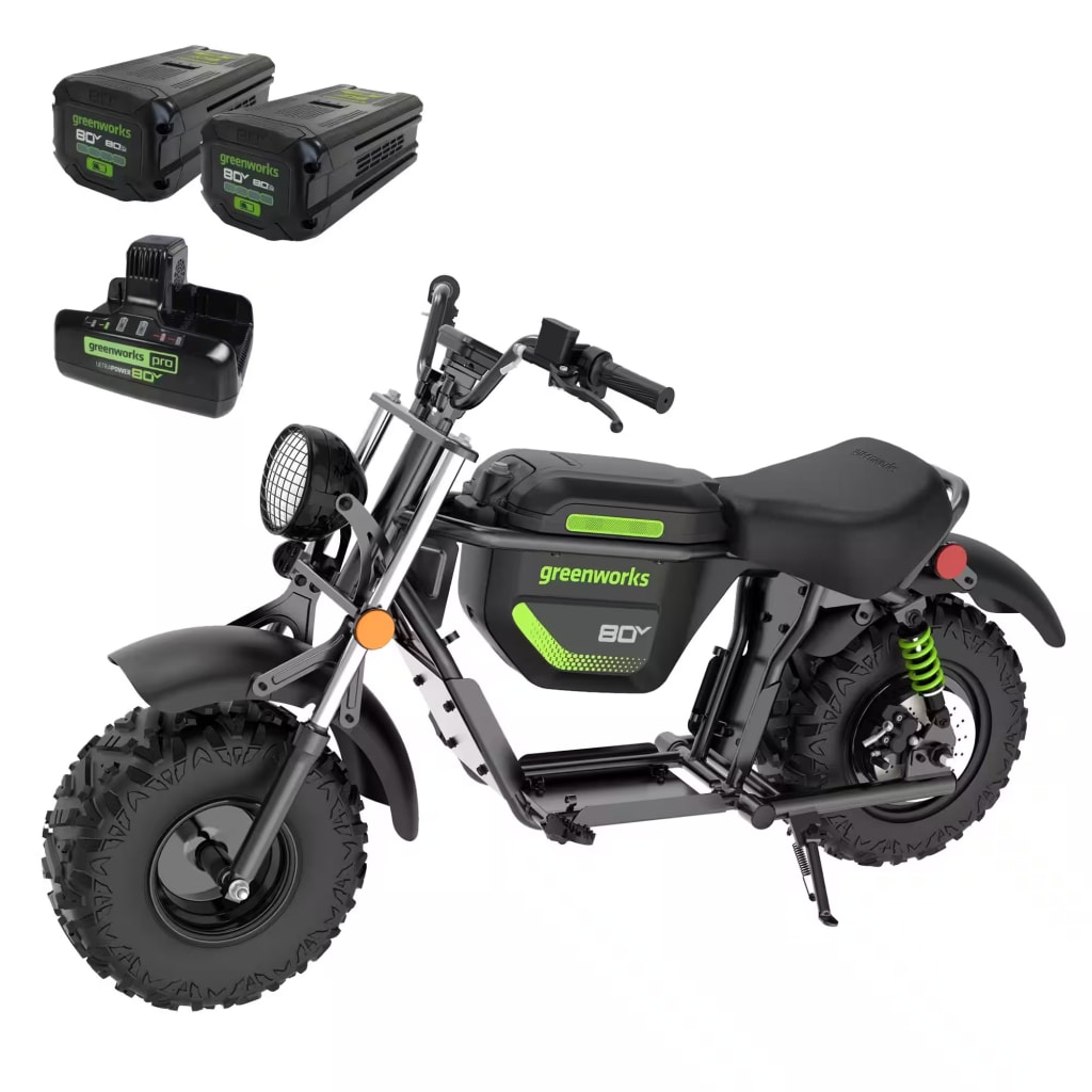 Greenworks 80V Series Mini Bike w/ 2 8.0Ah Batteries + Dual-Port Rapid Charger: $1300