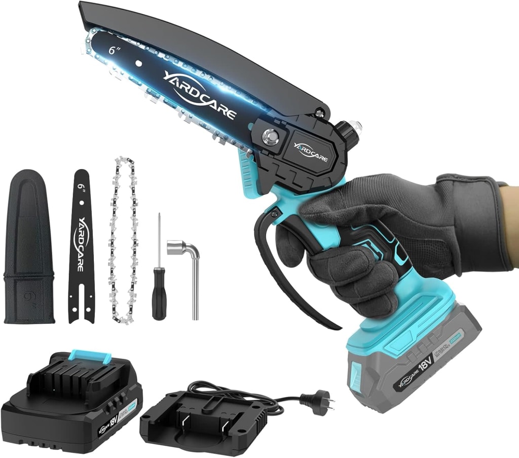 Yardcare 6" Battery Powered Cordless Mini Chainsaw: $30.07