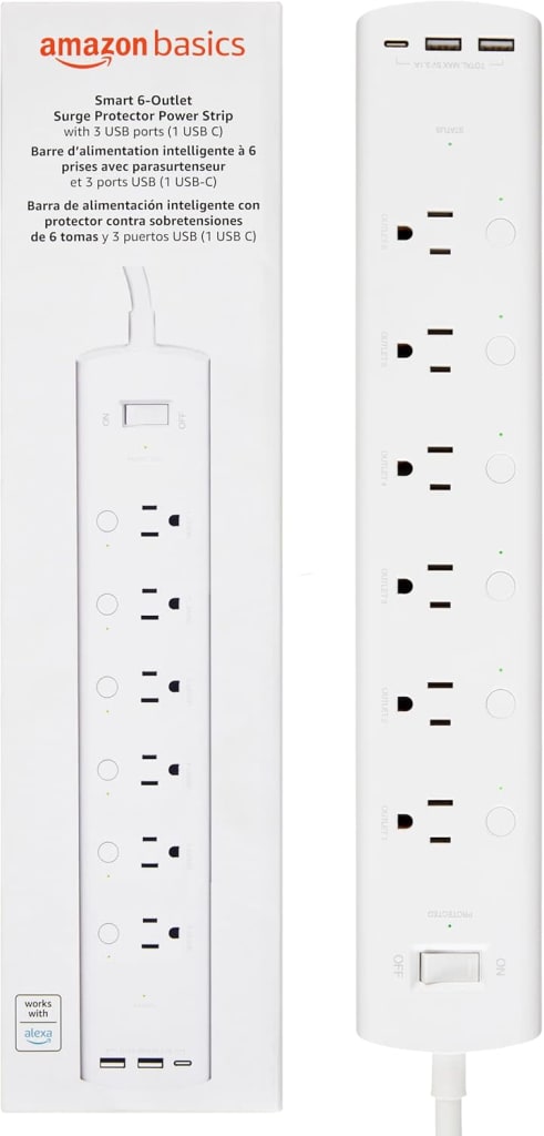 Amazon Basics 6-Outlet Smart Plug Power Strip: $28 w/ Prime