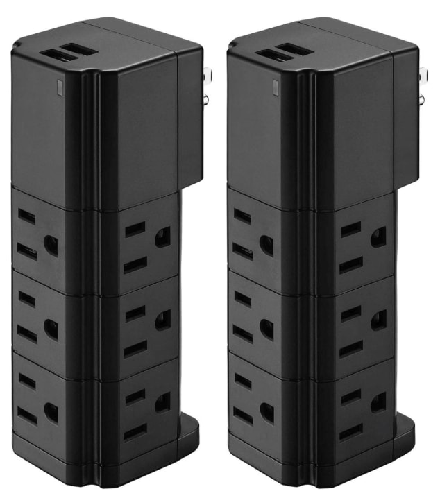 Lax Gadgets 9-Outlet USB Swivel Surge Protector 2-Pack: $25 - 889-489