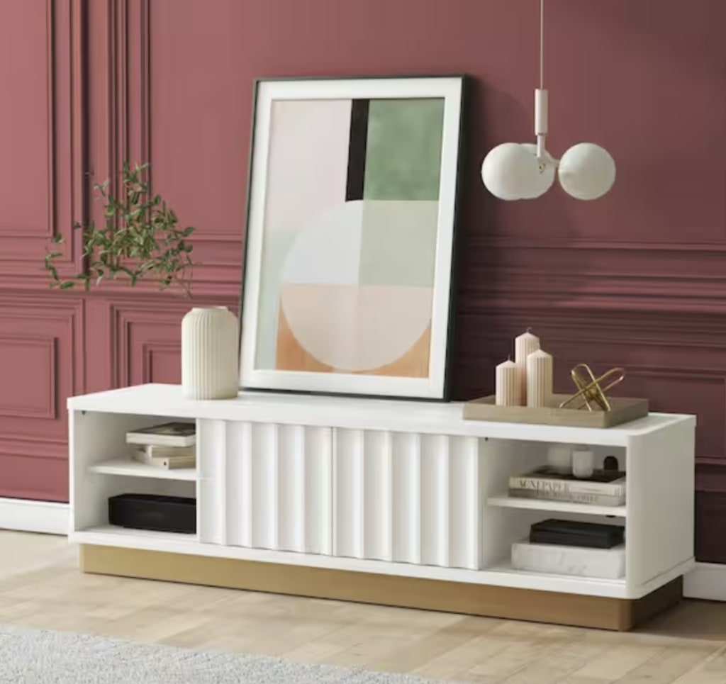 CosmoLiving by Cosmopolitan Rene Modern Scalloped TV Stand for TVs up ...