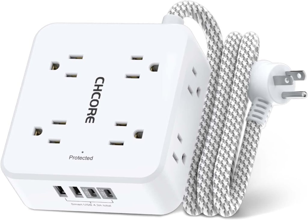 8-Outlet Power Strip w/ 4 USB Ports and 5-Foot Cord: $8.97