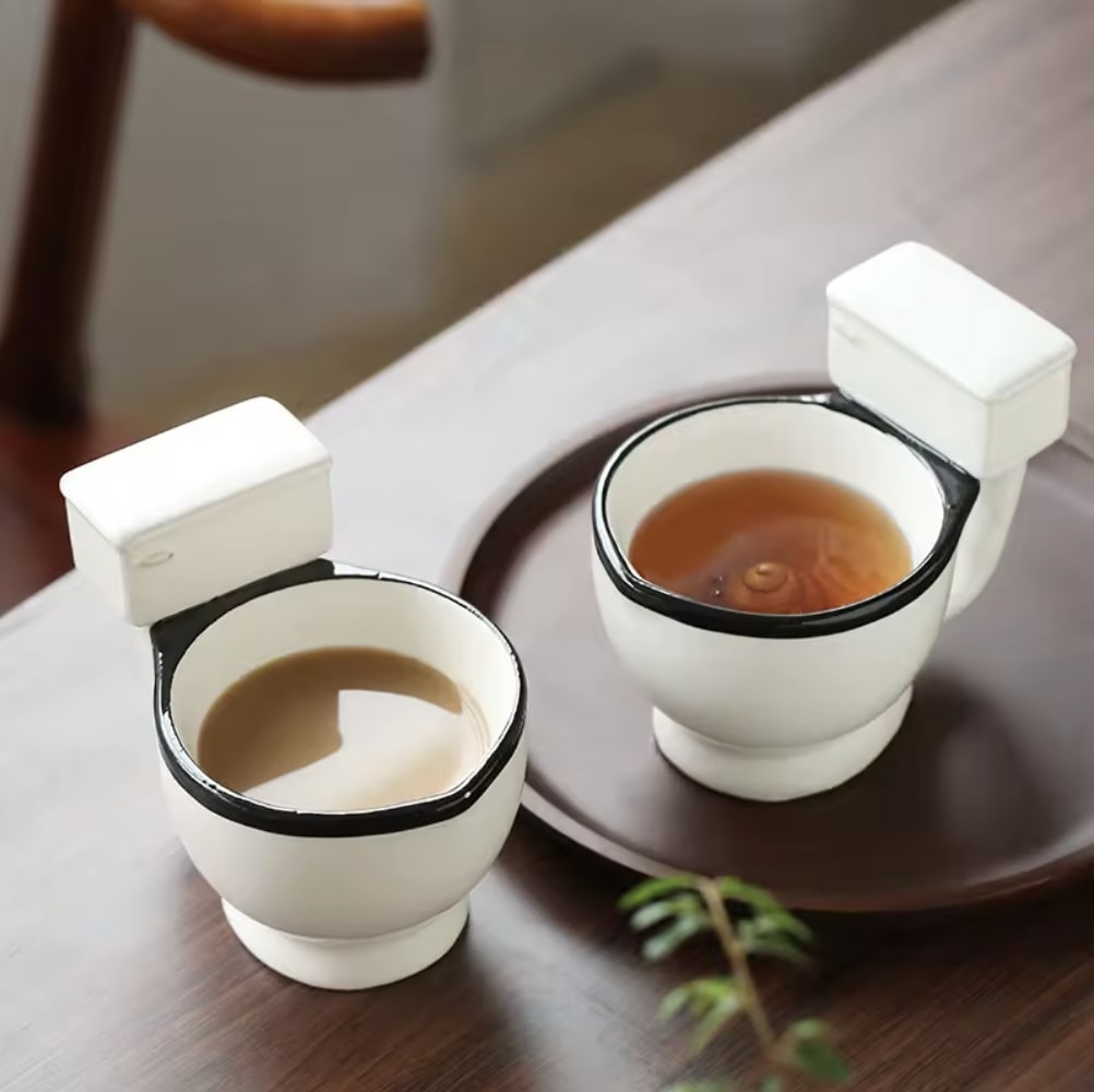 Toilet-Shaped Ceramic Coffee Mugs: 2 for $6.54