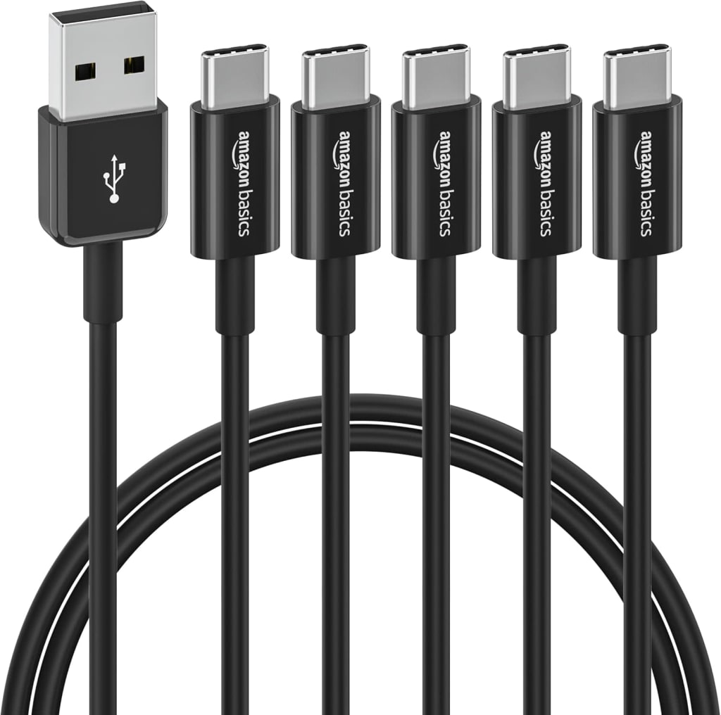 Amazon Basics USB-C to USB-A 3-Foot Cable 5-Pack: $8.49