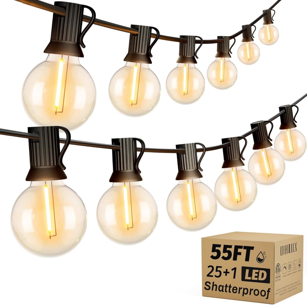 55-Foot LED Outdoor String Lights: $16