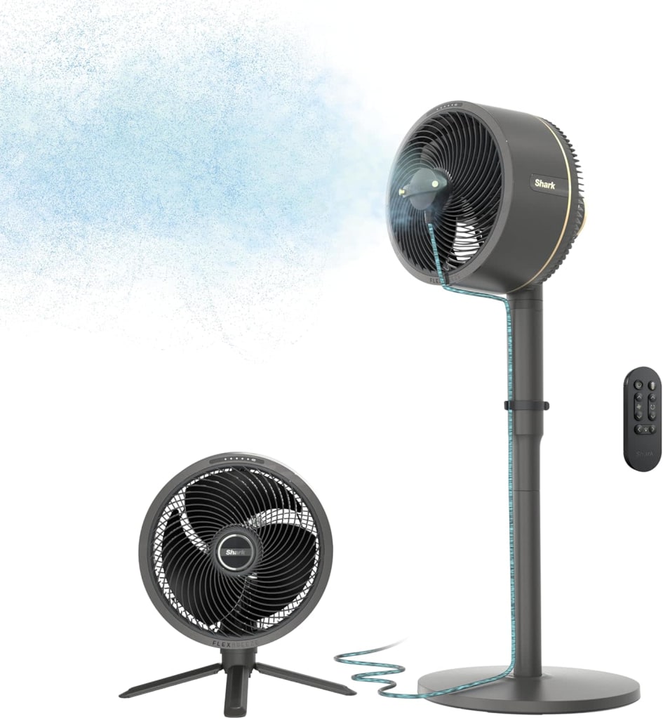 Shark FlexBreeze Pedestal & Tabletop Fan w/ InstaCool Mist: $100 - FA222WH