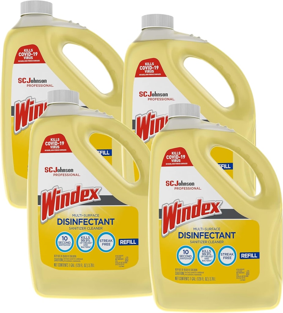 Windex Multi-Surface Disinfectant 1-Gallon Bottle 4-Pack: $35