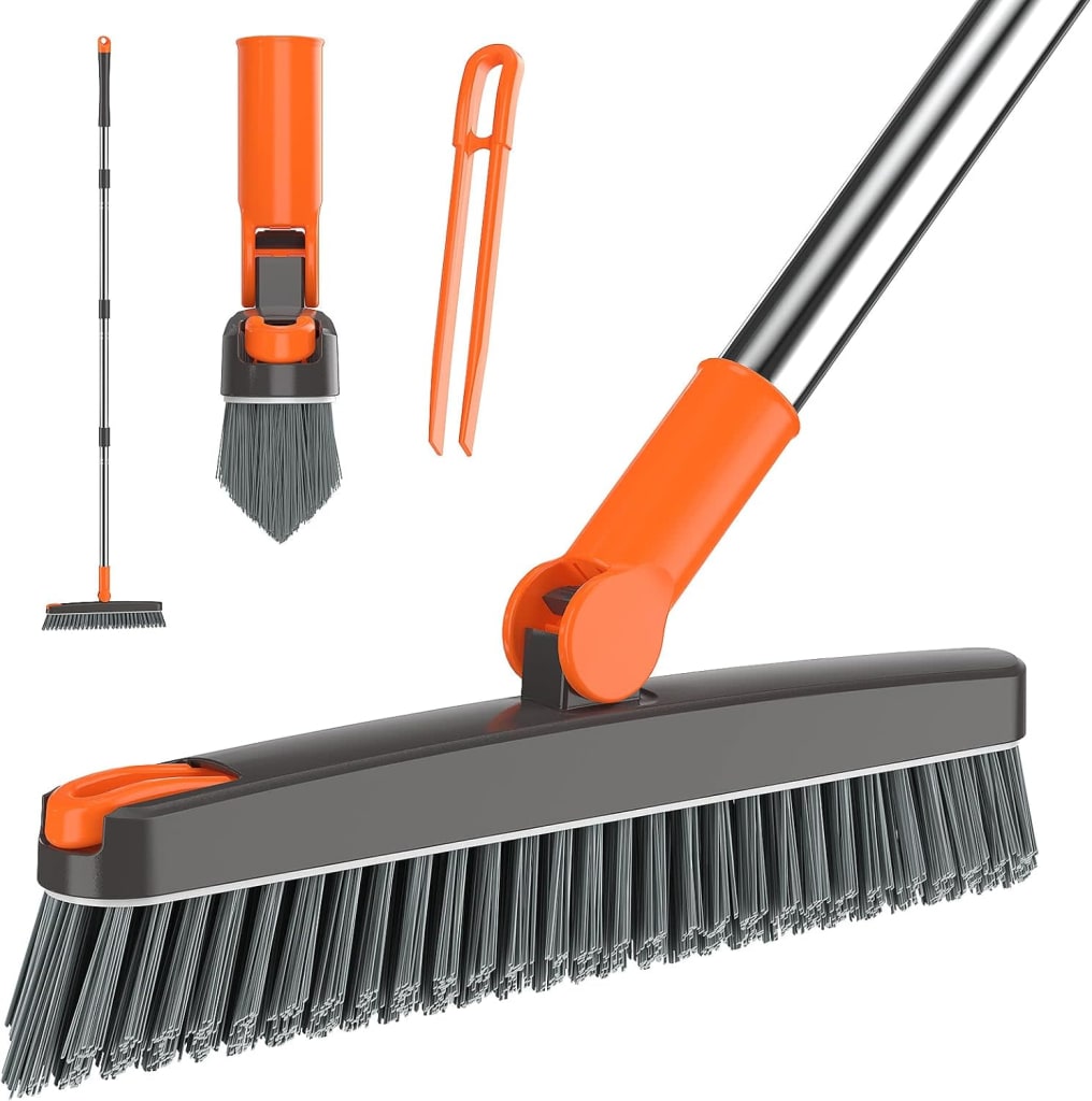 Air U+ 180° Swivel Grout Scrub Brush w/ Long Handle: $9.99
