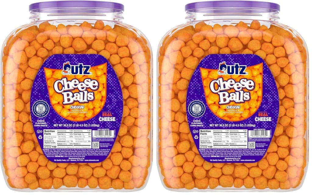 Utz 36.5-oz. Cheese Balls Barrel 2-Pack: $14.08