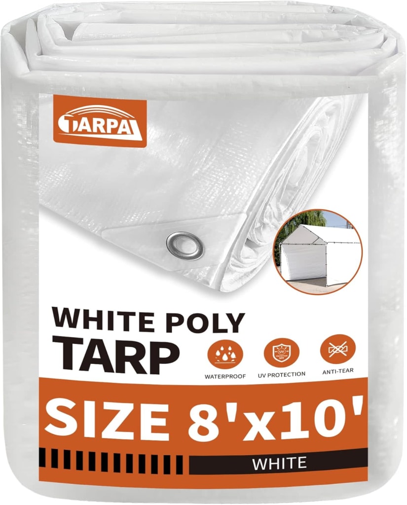 8x10-Foot White Poly Tarp: $13