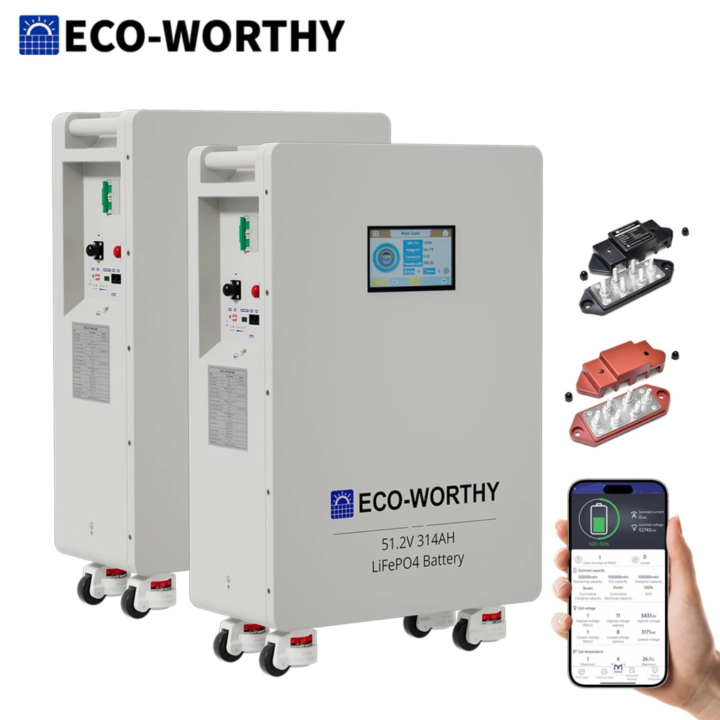Eco-Worthy 48V 280Ah LiFePO4 Vertical Standing Backup Battery 2-Pack ...