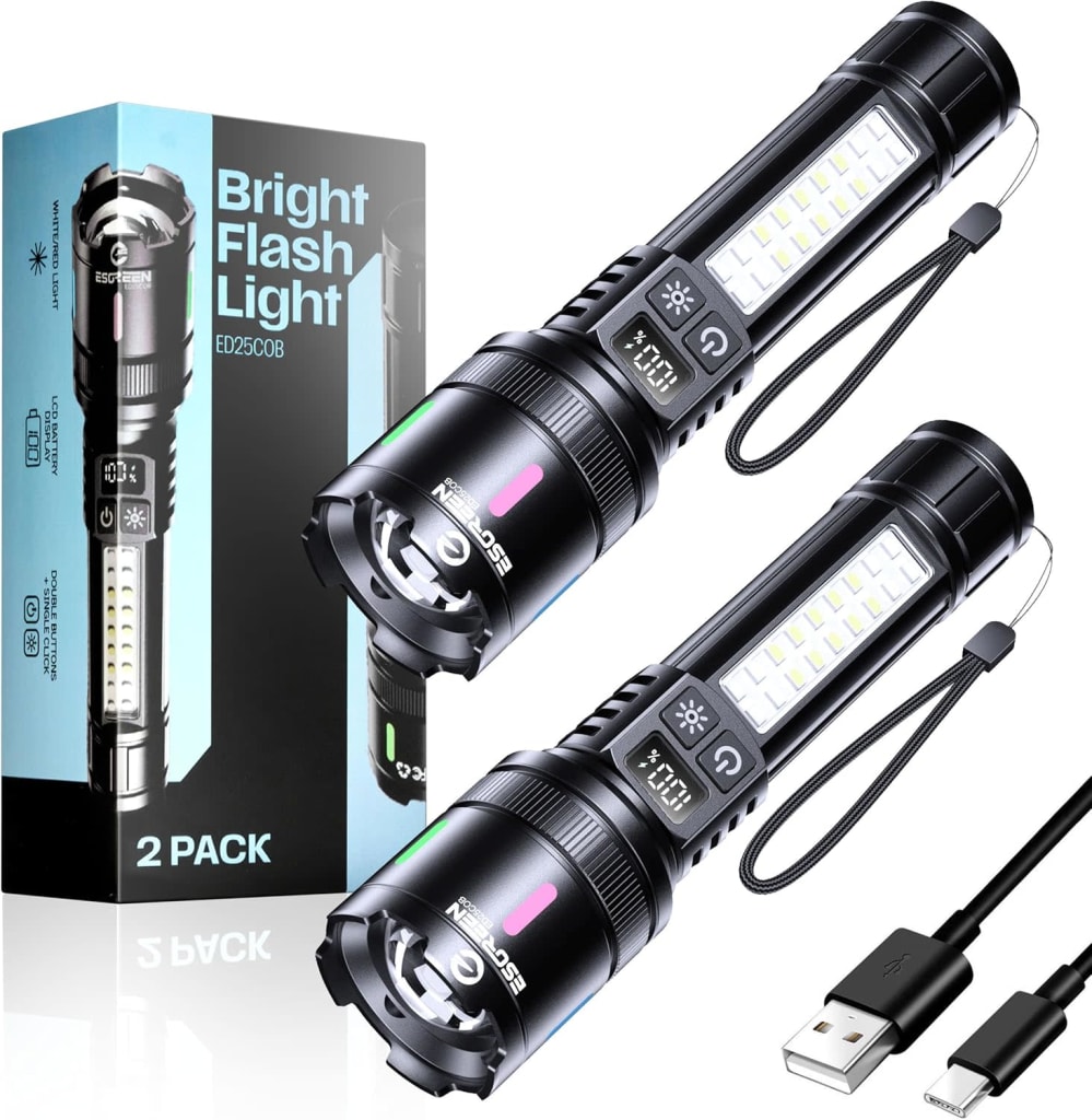 Esgreen LED Rechargeable Flashlights 2-Pack: $10.43