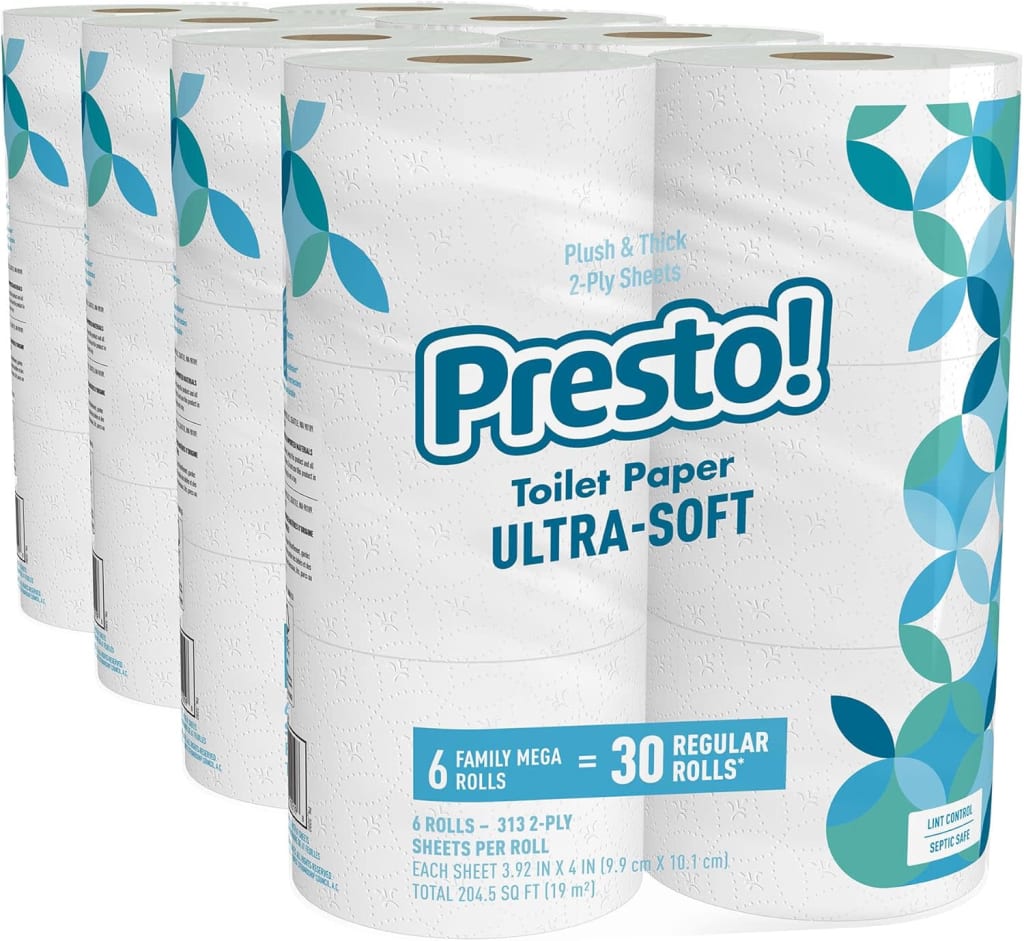Presto! 2-Ply Ultra-Soft Toilet Paper 24-Mega Roll Pack: $23 w ...