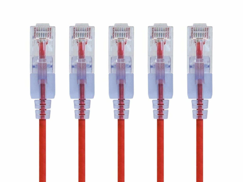 Monoprice 2-Foot Cat6A Red Patch Cable 5-Pack: $6.15