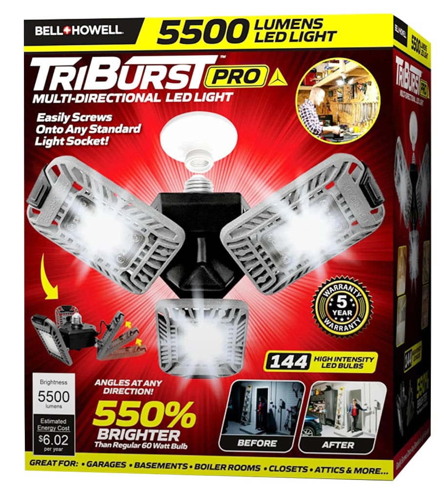 Bell+Howell TriBurst 6" 5500K LED Deformable 144-Count Garage Ceiling ...