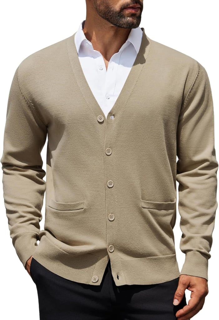 Coofandy Men's V-Neck Cardigan: $12.49
