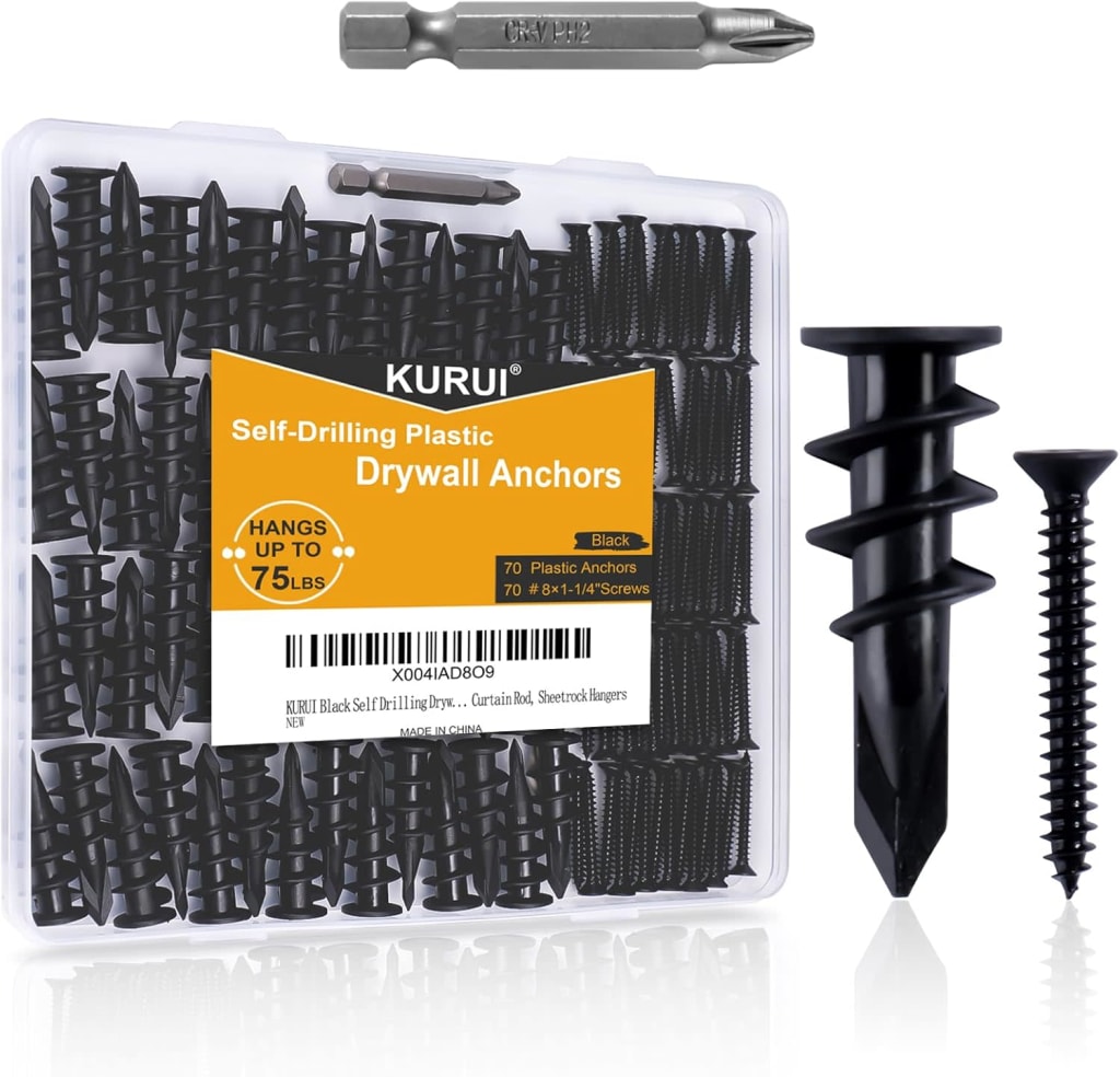 Kurui 140-Piece Self Drilling Drywall Anchors Kit: $12.79