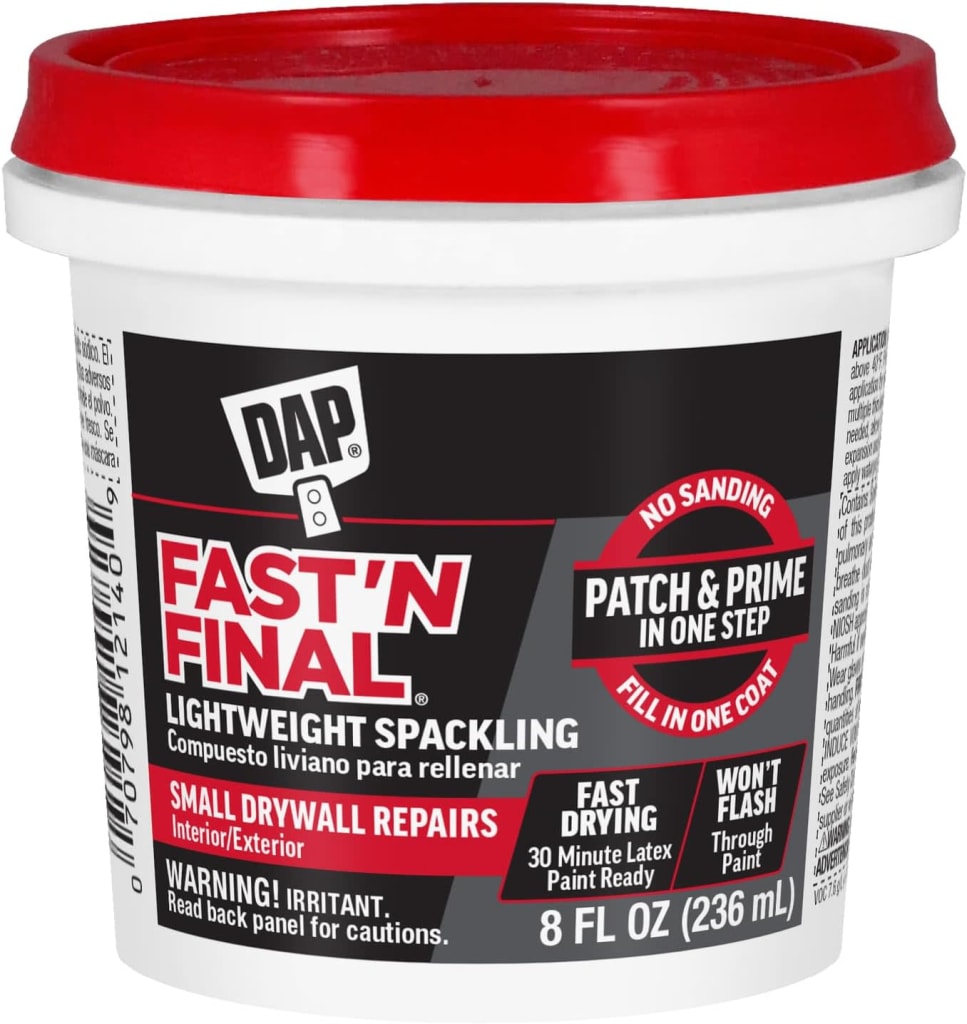 Dap Fast N Final Lightweight Spackling 8-oz. Tub: $3 - 12140