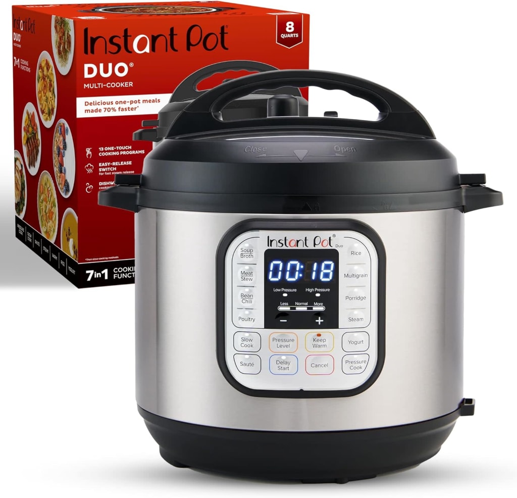 Instant Pot Duo 8-Quart 7-in-1 Electric Pressure Cooker: $90 w/ Prime ...