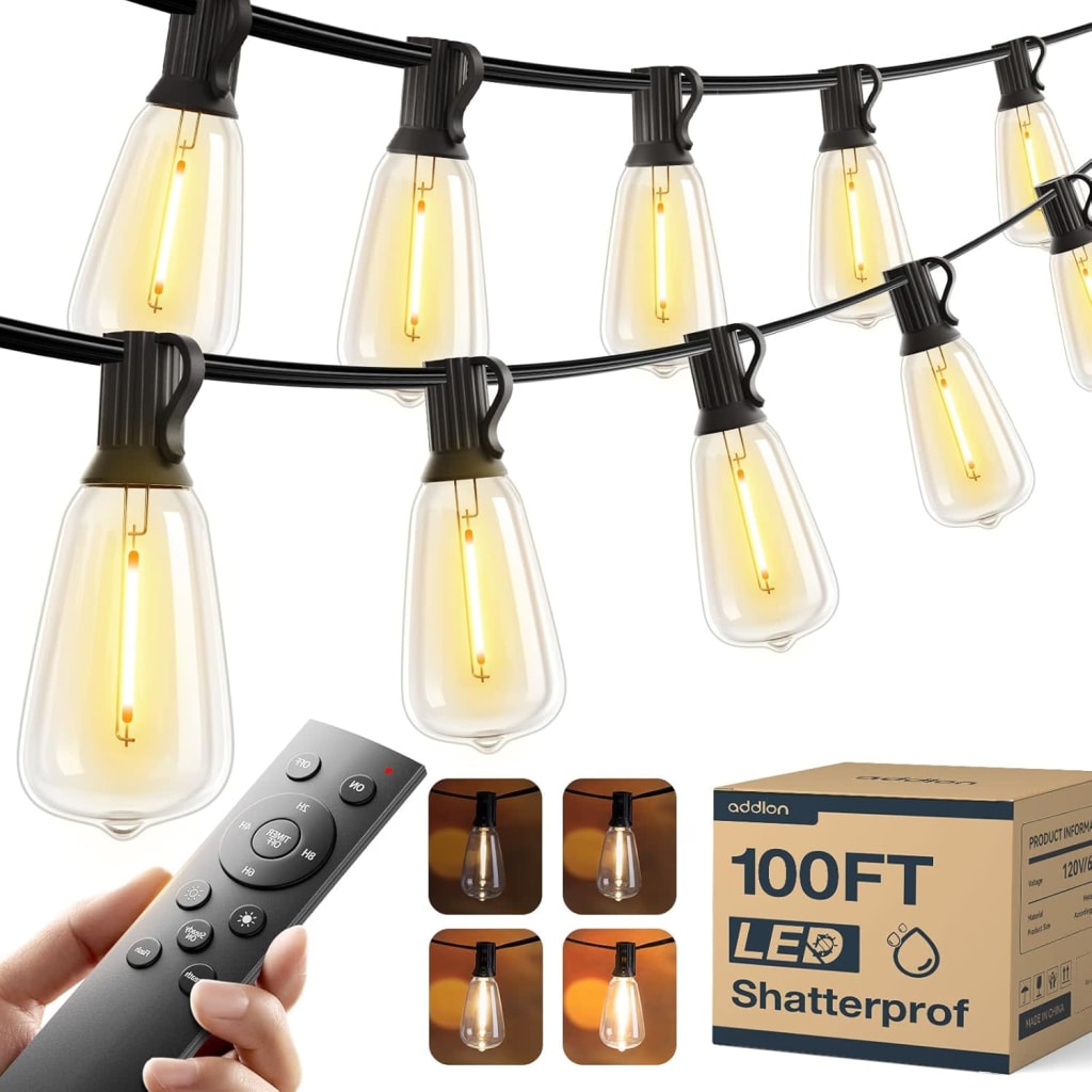 100-Foot LED Outdoor String Lights: $25