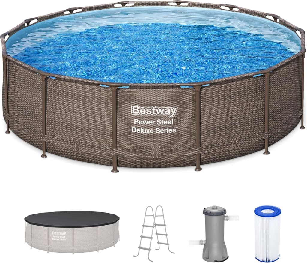 Bestway Power Steel 14ft x 42" Round Above Ground Swimming Pool Set: $400
