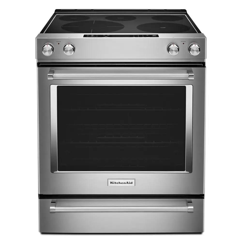 KitchenAid 30" Glass Top Slide-In Convection Oven Electric Range ...