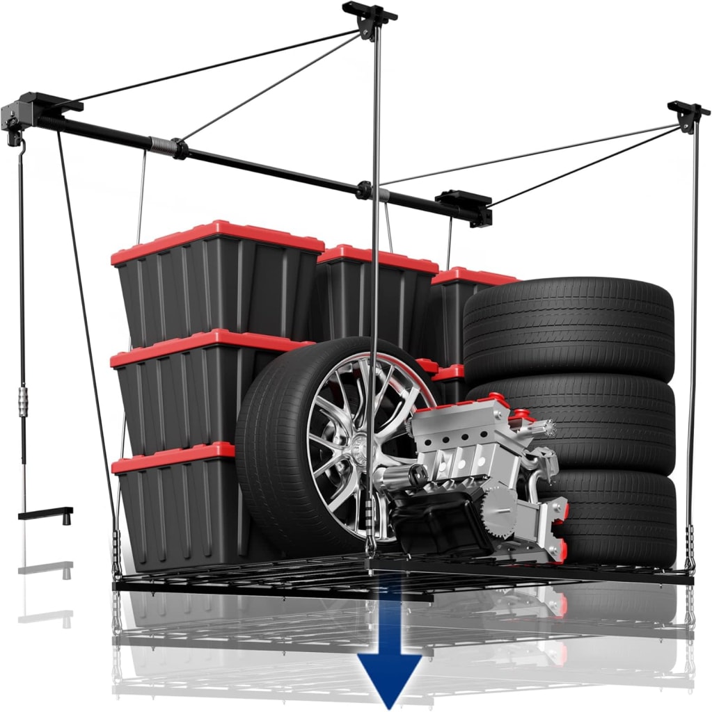 Fleximounts 4x4-Foot Overhead Garage Lifting Storage Rack: $171 w ...