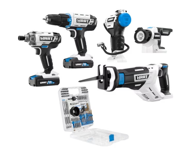 Hart 20V 5-Tool Kit with 70-Piece Accessory Set: $219 - HPCK502BPTA