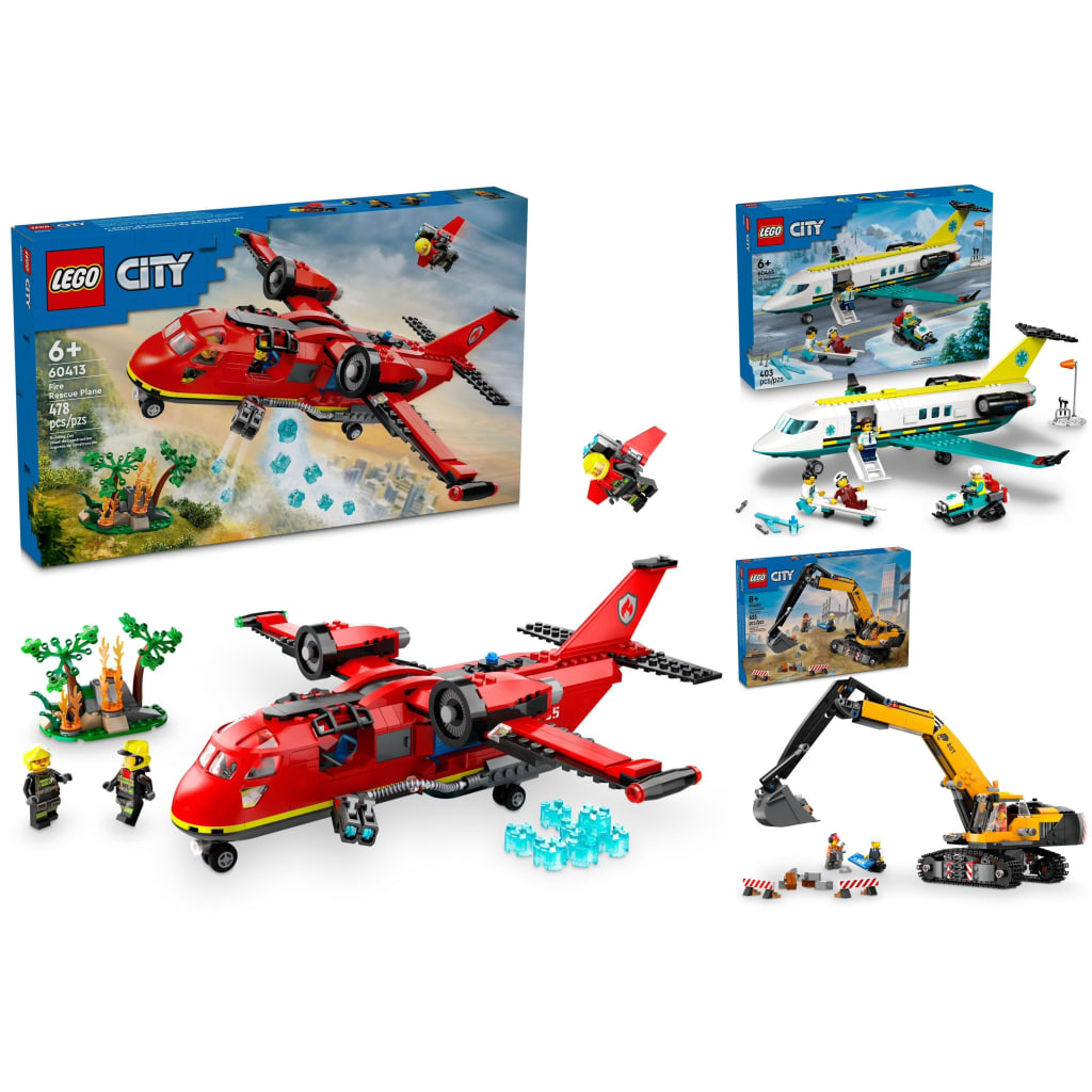 LEGO City Bundle: Emergency Air Ambulance, Construction Excavator, and ...