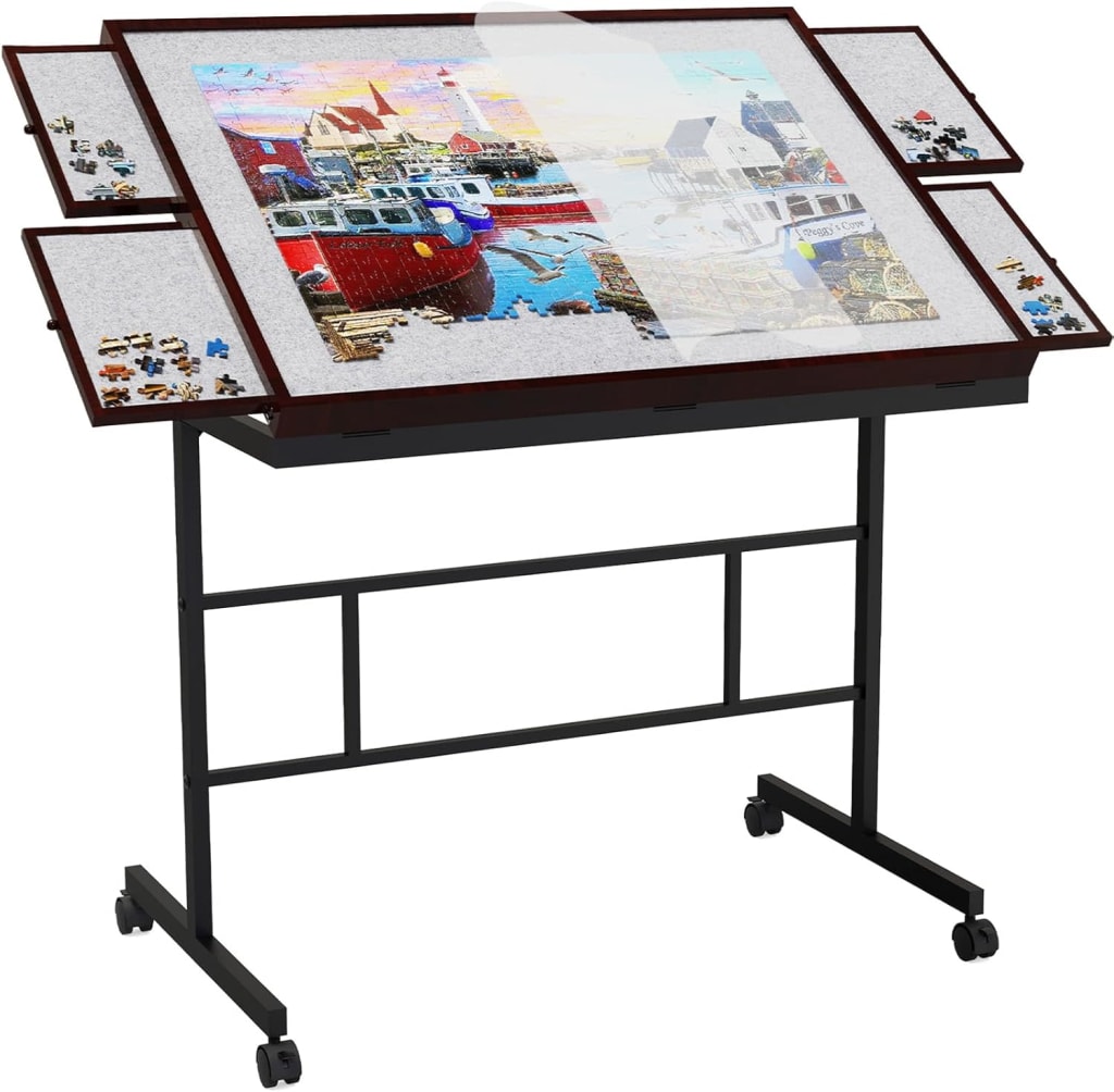 Adjustable Jigsaw Puzzle Table for Puzzles Up to 1,500 Pieces: $92