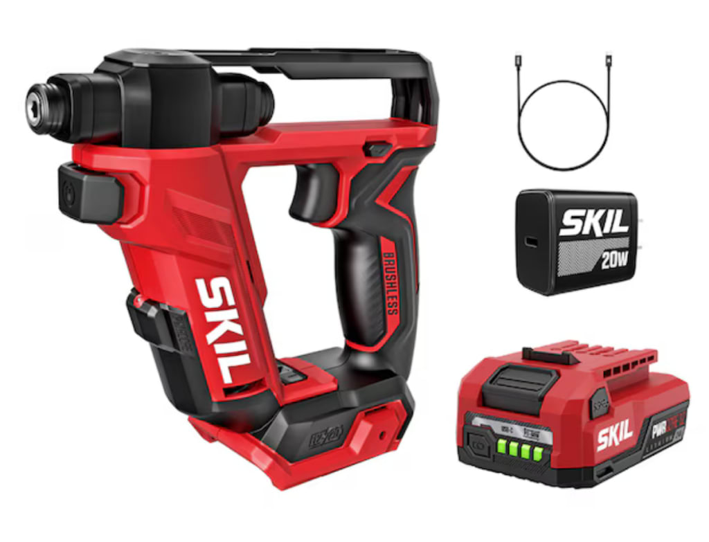 Skil PWR CORE 12/20V 1/4" Keyless Brushless Cordless Drill Kit: $35 ...