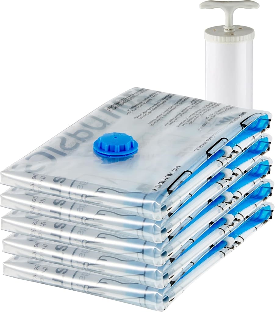 Amazon Basics Large Vacuum Storage Bag 5-Pack w/ Hand Pump: $9
