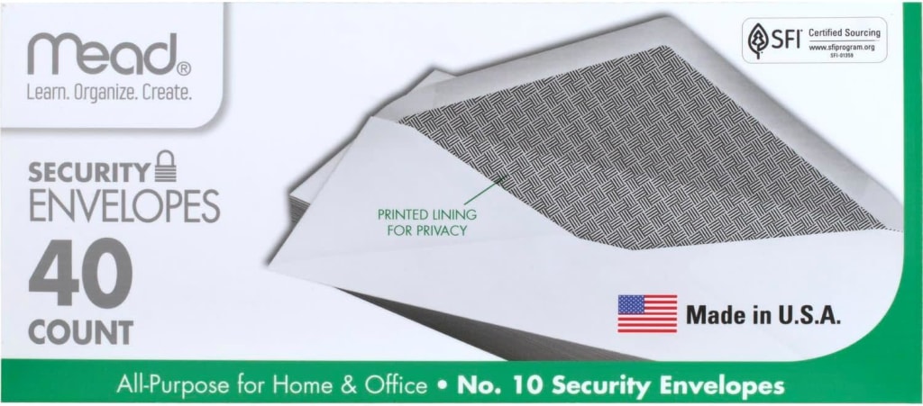Mead #10 Security Envelopes 40-Pack: $1.08
