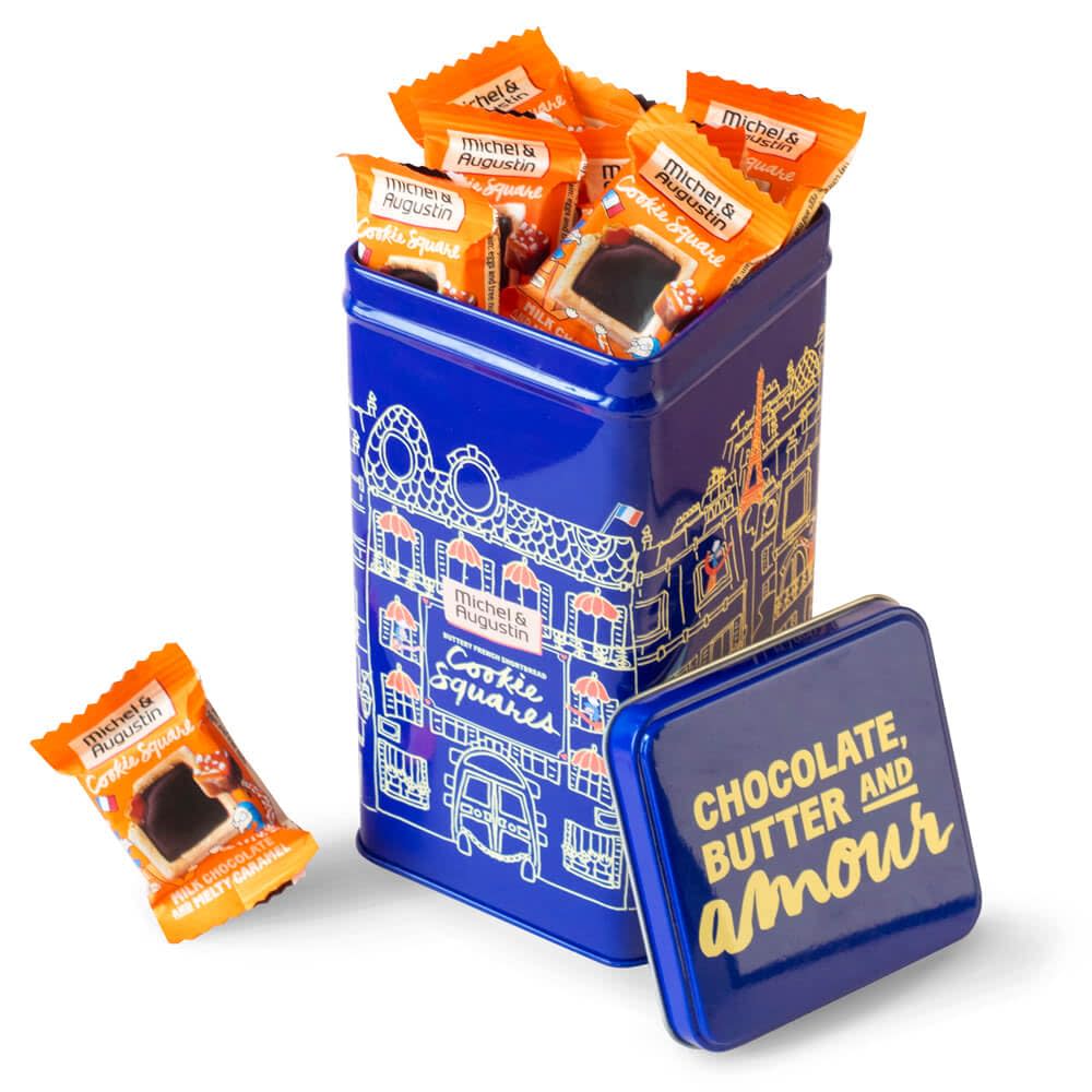 Michel et Augustin Chocolate & Caramel Shortbread Cookie 40-Count Tin ...
