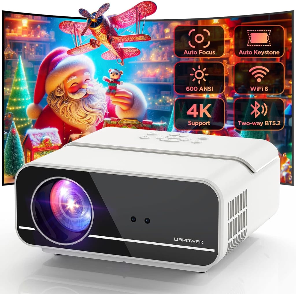 DBPower 4K 5G WiFi Bluetooth 600ANSI FHD 1080p Projector: $49.99