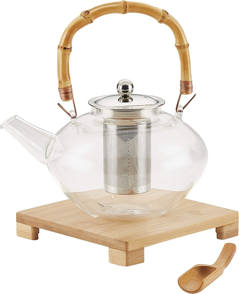 BonJour Zen 34-oz. Hand-Blown Glass Teapot w/ Stainless Steel Infuser ...