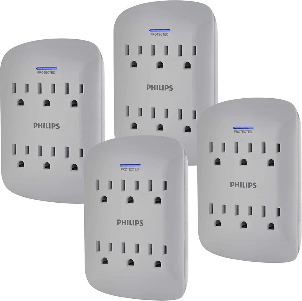 Philips 6-Outlet Extender Surge Protector 4-Pack for $25 - SPP3469GR/37