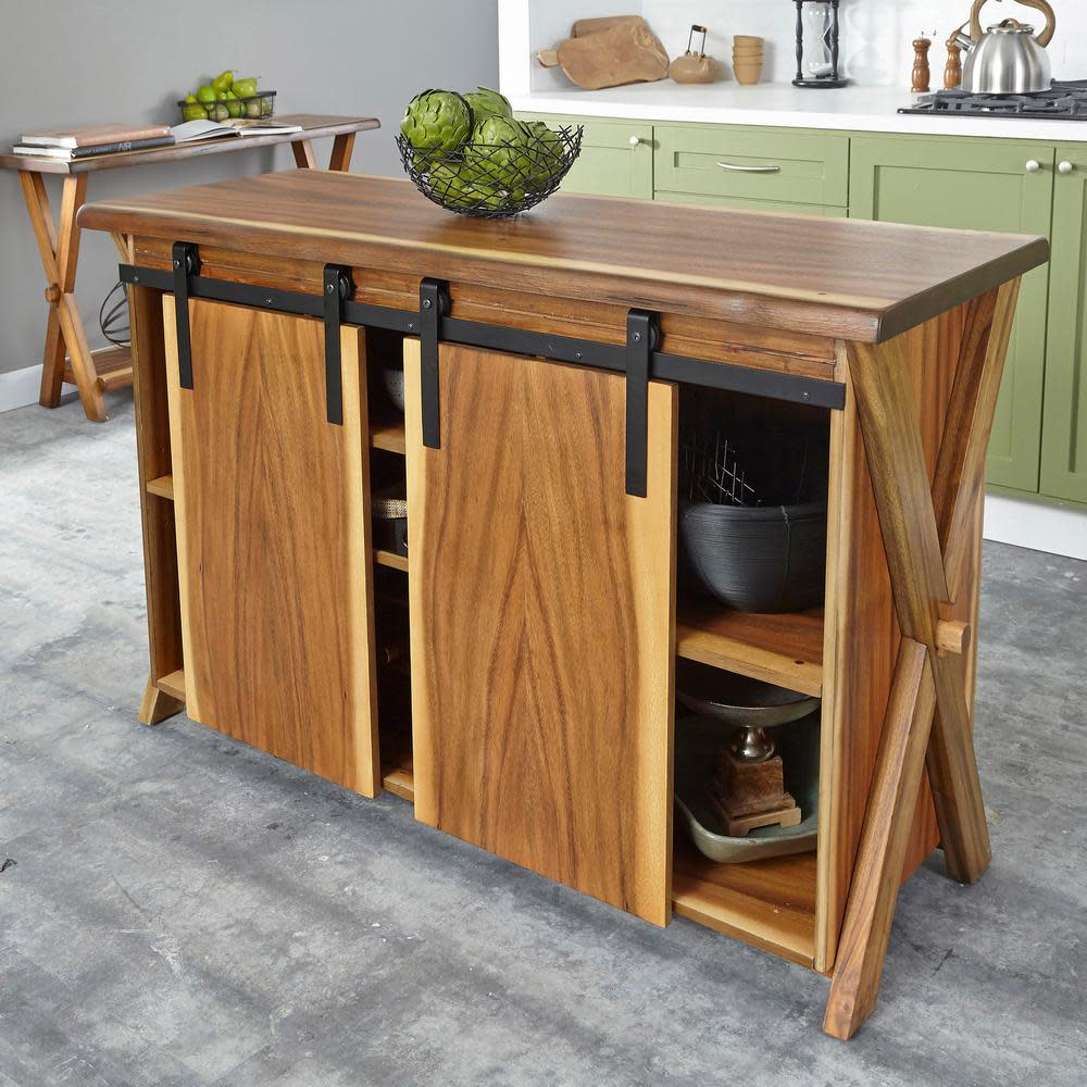 HomeStyles Forest Retreat Sliding Door Wood Kitchen Island for $380 ...