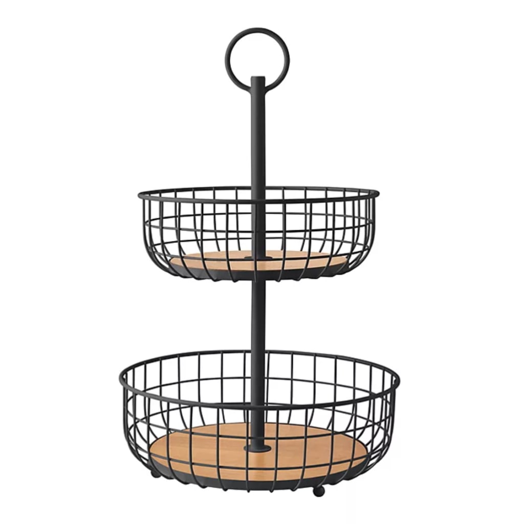 Member's Mark 2-Tier Wire Basket Stand w/ Wooden Base for $22 for ...