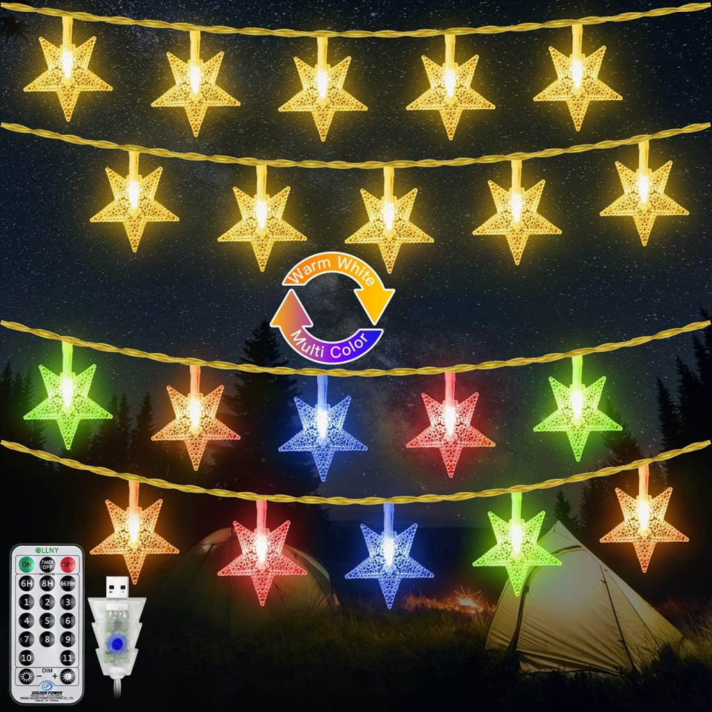Ollny 49-Ft. Color Changing Star String Lights for $7 - W0403M300L
