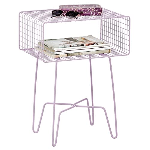 mDesign Modern Industrial Side Table, Storage Shelf, 2-Tier Metal ...