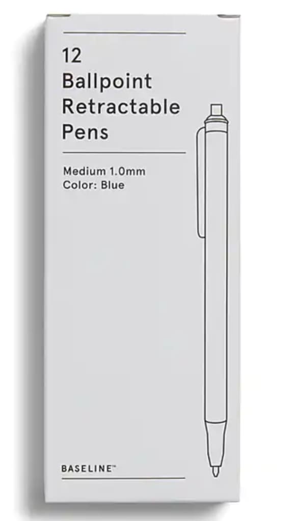 Baseline Retractable Ballpoint Pen 12-Pack for $1 - BL58254