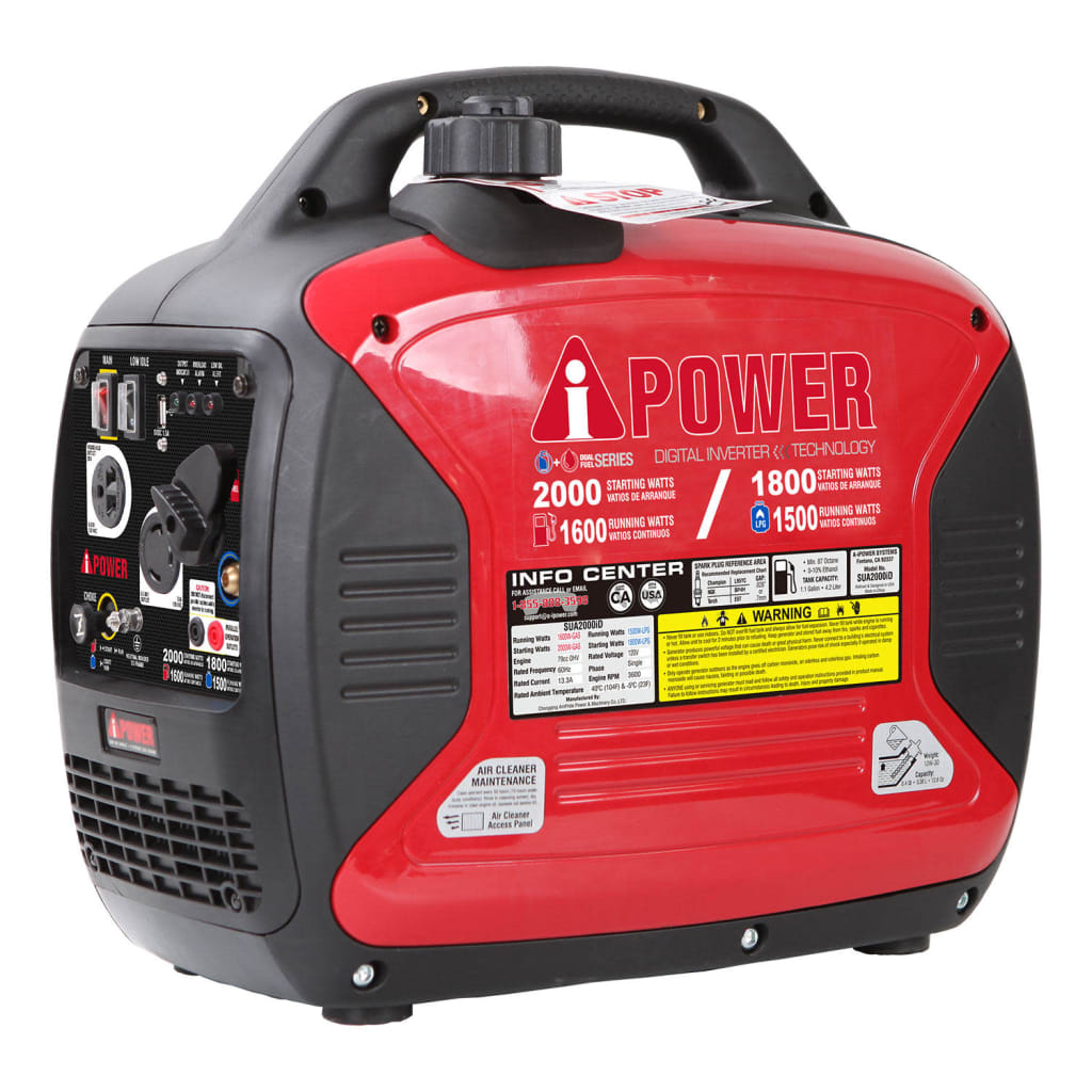 A-iPower 2,000W-Peak Digital Enclosed Inverter Dual-Fuel Generator for ...