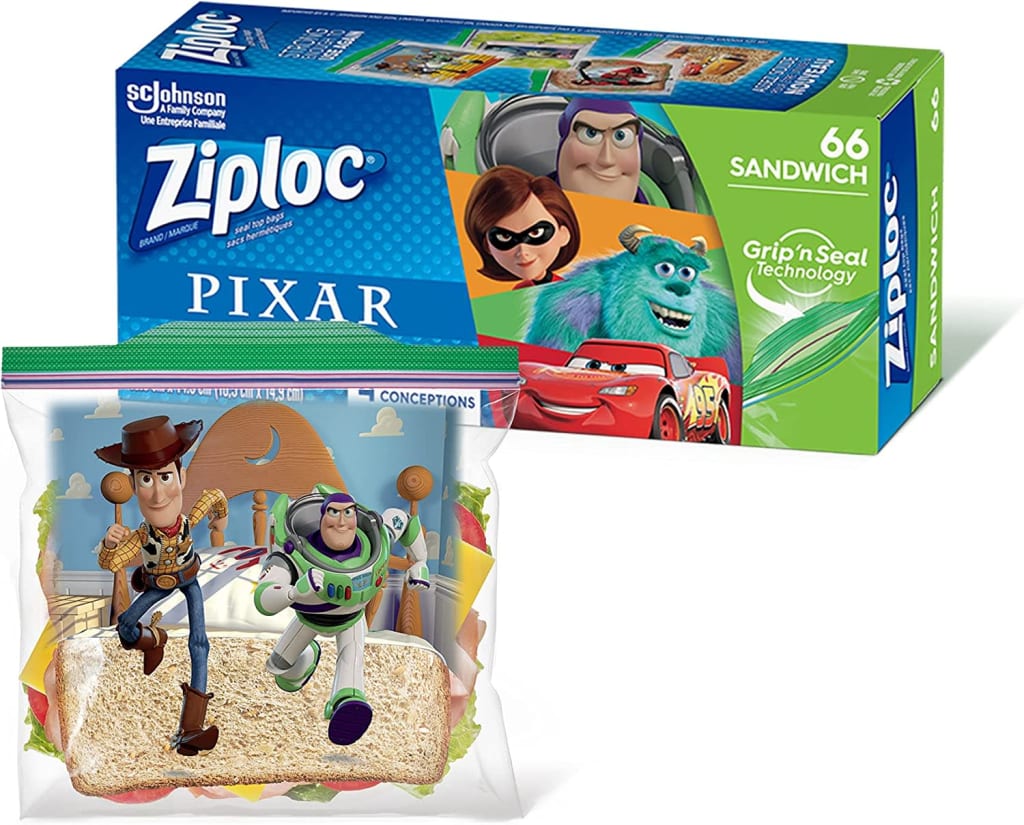 Ziploc w/ Pixar Designs Sandwich 66-Count Box for $3 - 308442