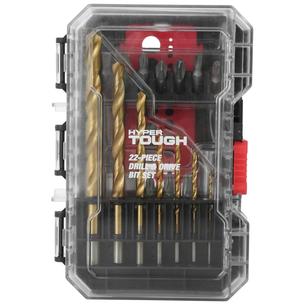 Hyper Tough 22-Piece Titanium Coated Drill Bit and Drive Bit Set for $6 ...