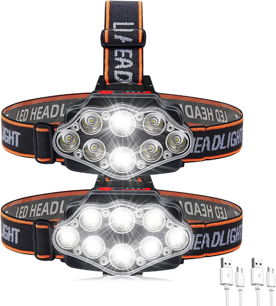 Rechargeable LED Headlamp 2-Pack for $12 - xc88