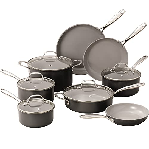 Granitestone Pro Chalk Nonstick Pots & Pans Set 13 Piece Hard Anodized ...
