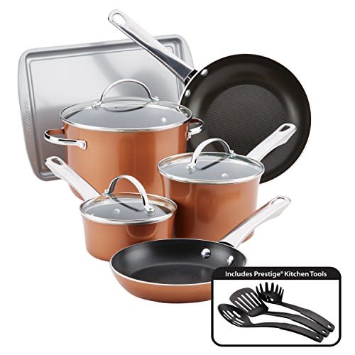 Farberware Luminescence Nonstick Cookware Pots and Pans Set, 12 Piece ...
