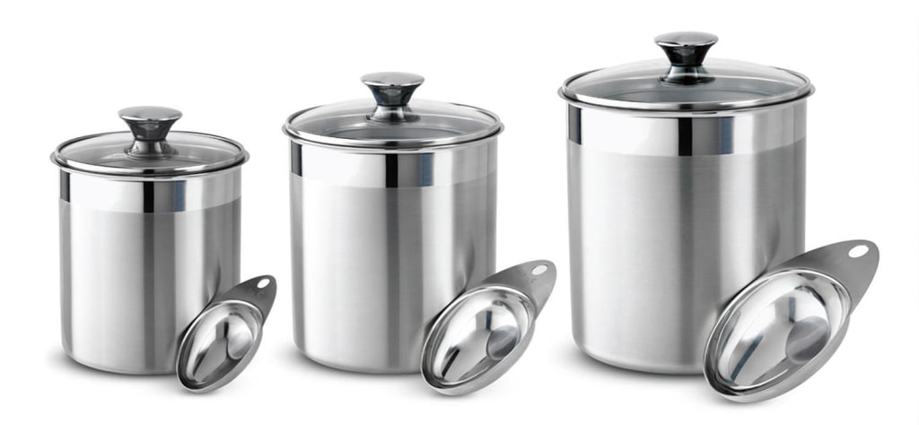 Tramontina 6-Piece Stainless Steel Covered Canister Set w/ Measuring ...